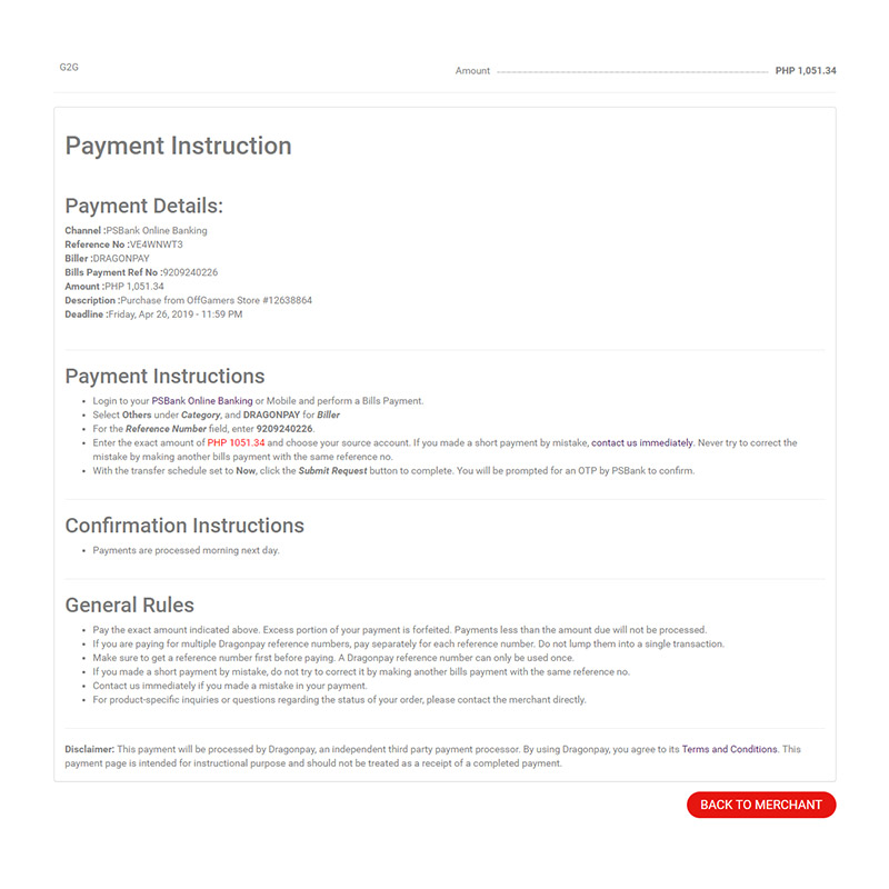 Checkout with PS Bank Online Bill Payment - G2G Payment Guide